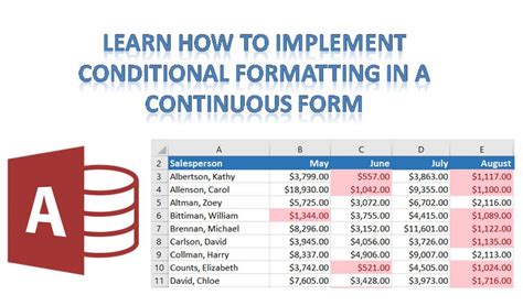 How To Implement Conditional Formatting In A Continuous Form In Ms Access