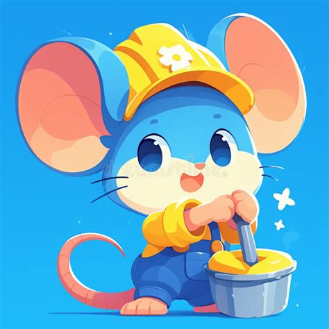 A Clever Mouse Sanitation Worker Cartoon Style Stock Vector Illustration Of Style Design