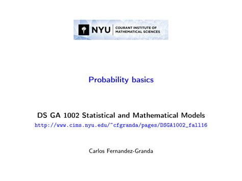 Ppt Probability Basics Ds Ga 1002 Statistical And Mathematical Models Powerpoint