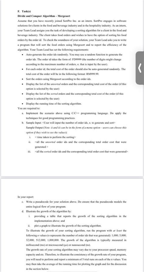 Solved Generate The F Tasks Divide And Conquer Algorithm