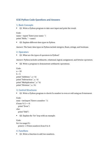 Icse Python Code Questions Answers Pdf Data Type Python
