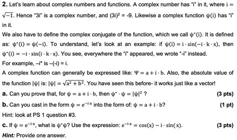 Solved Let S Learn About Complex Numbers And Functions A Chegg Com