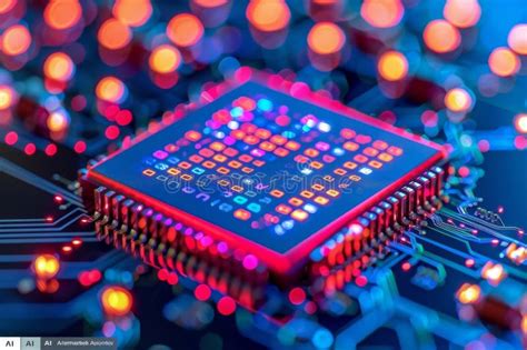 Ai Processor With Blue Neon Circuits Capturing Advanced Technology And