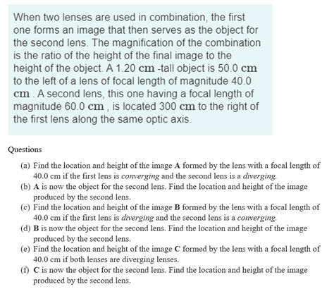 Solved Please Draw The Ray Diagram I Received A Solution To Chegg Com