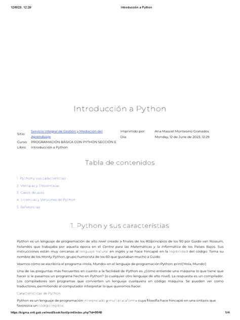 Introducción A Python Pdf Python Lenguaje De Programación