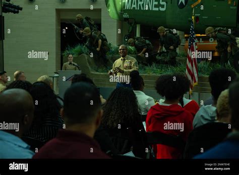 Msgt Ralph Wright Address The Audience At His Retirement Ceremony At The Marine Corps Museum