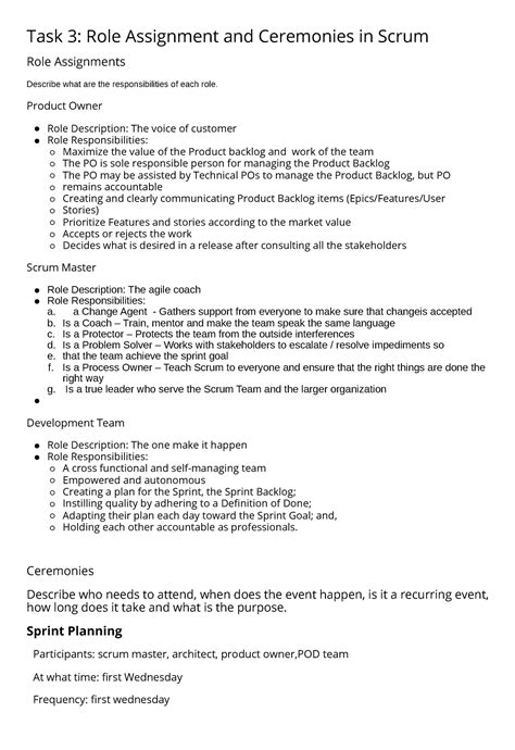 Role Assignment And Ceremonies In Scrum Product Owner Scrum Master
