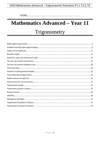 Secondary Advanced Trigonometry Resources