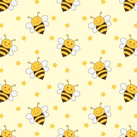 Premium Vector Vector Seamless Pattern Of Cute Bee