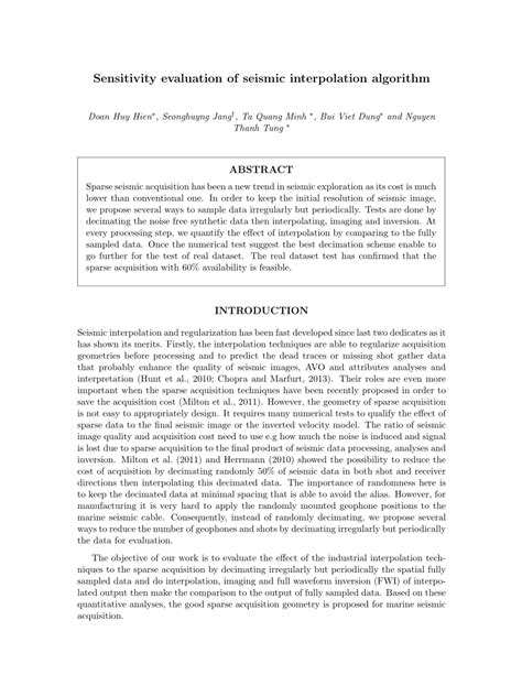 pdf sensitivity evaluation of a seismic interpolation algorithm
