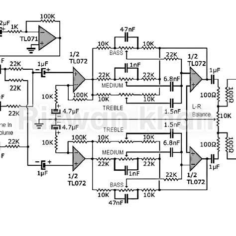 Rizwan This Circuit Utilizes The Tl072 Op Amp Ic And Is Designed To Provide Tone Control Bass