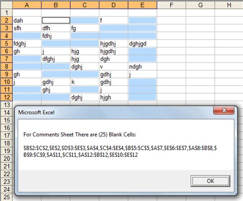 excel find cell location if blank stack overflow
