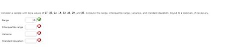 Solved Range Interquartile Range Variance Standard Deviation
