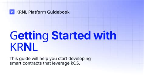 Getting Started Krnl Docs
