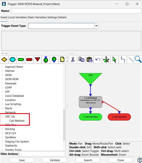 opc ua client trigger action