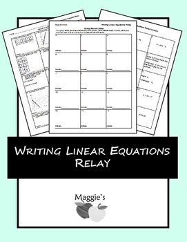 Writing Linear Equations Given Graphs Tables Scenarios More Relay GAME
