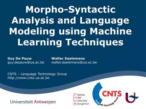 Ppt Morpho Syntactic Analysis And Language Modeling Using Machine