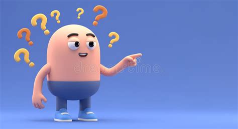 Curious Cartoon Character Points To Answers Faqs Stock Illustration