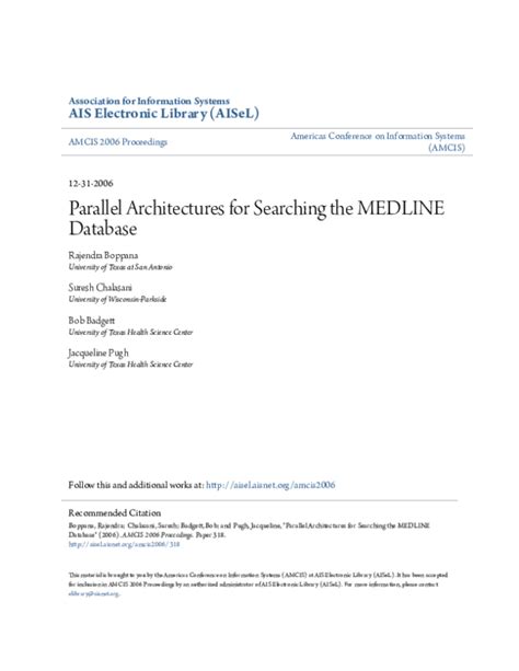 Pdf Parallel Architectures For Searching The Medline Database