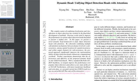 Dynamic Head Unifying Object Detection Heads With Attentions——动态头：通过注意力机制统一目标检测头 Csdn博客