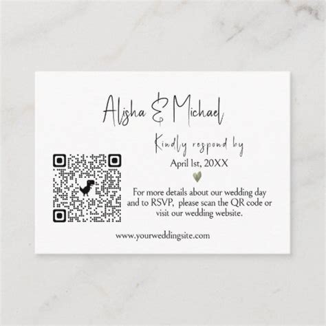 Minimalist Wedding RSVP QR Code Enclosure Card Zazzle