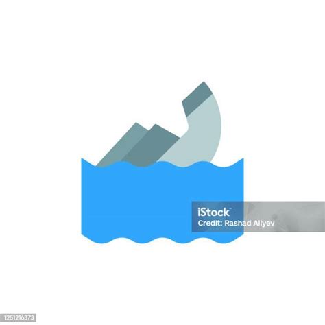 침몰 타이타닉 바다 아이콘 Ui 및 Ux 웹 사이트 또는 모바일 응용 프로그램에 대한 해양 아이콘을 저장하는 간단한 색상 벡터 요소 가라앉음에 대한 스톡 벡터 아트 및 기타