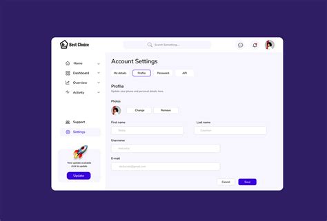 Profile Account Setting On Behance