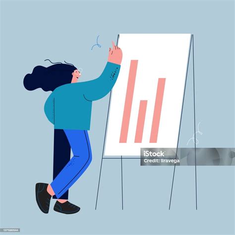 플립 차트 프리젠 테이션을하고 사업가 사무직 근로자 발표 재무 보고서 회의 워크샵 코스 강의 개념 플랫 벡터 일러스트레이션프로젝트 개요 강사에 대한 스톡 벡터 아트 및 기타