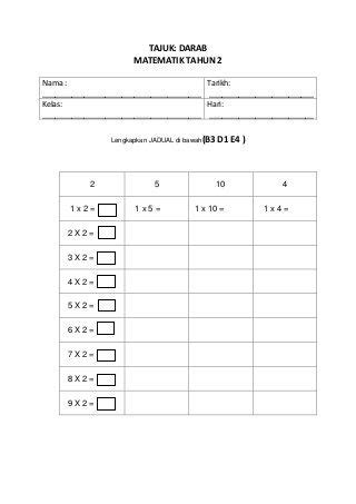 Latihan Matematik Tahun 2 Darab