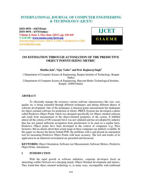 Oo Estimation Through Automation Of The Predictive Object Points Sizing
