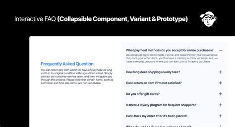 Interactive Faq Collapsible Component Variant And Prototype Figma