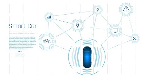 Hud Gui Ui 스타일의 자동차 인터페이스 자동차 감지 시스템 개념 자율 자동차 운전자 지원 프리미엄 벡터