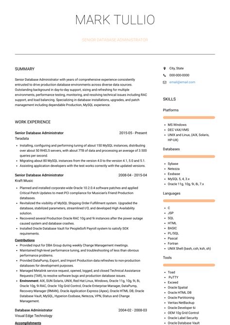 database administrator resume samples and templates visualcv