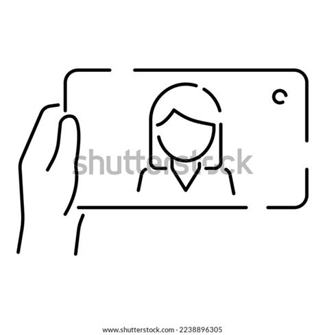 Selfie Vector Line Icon Take Selfie Stock Vector Royalty Free