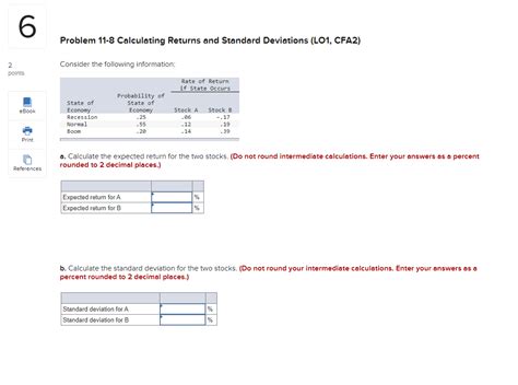 Solved Problem 11 8 Calculating Returns And Standard