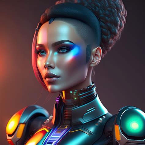 Premium Ai Image Portrait Of A Robot Woman Cyborg In Cyberpunk Style Artificial Intelligence