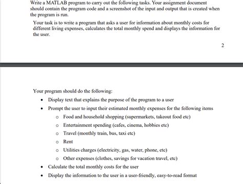 Solved Write A Matlab Program To Carry Out The Following Chegg
