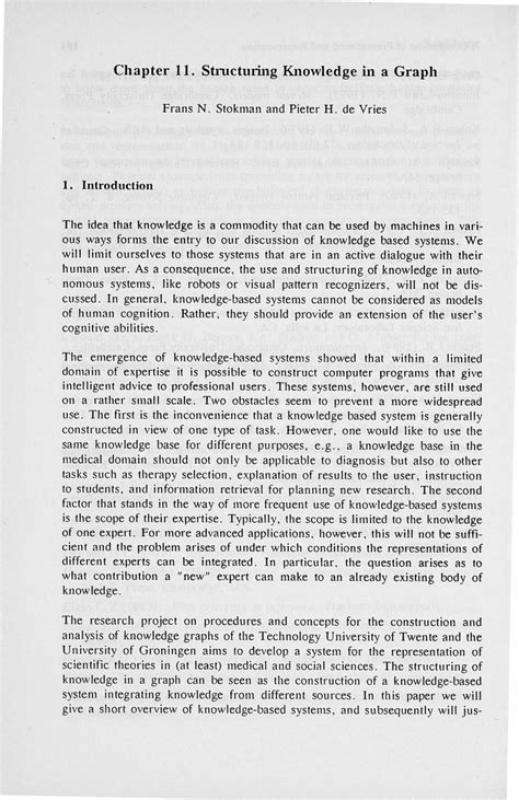 Pdf Structuring Knowledge In A Graph