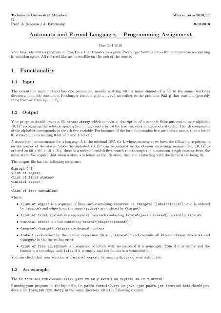 automata and formal languages â programming assignment 1