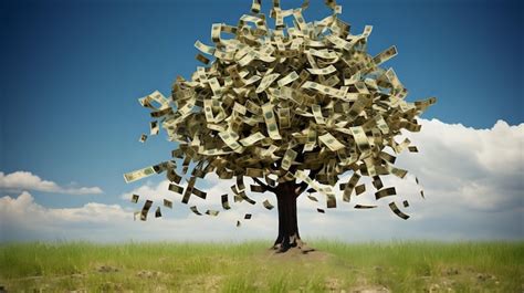 Cash Tree A Surreal Image Of A Tree With Money Blowing From Its Premium AI Generated Image
