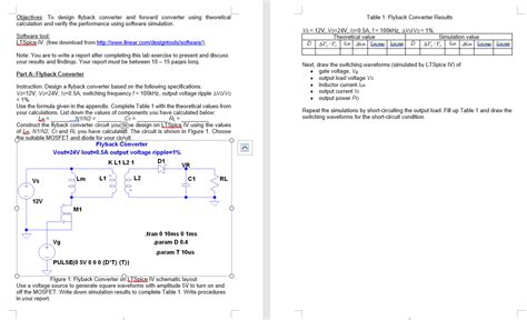 Solved Table 1 Flyback Converter Results Objectives To