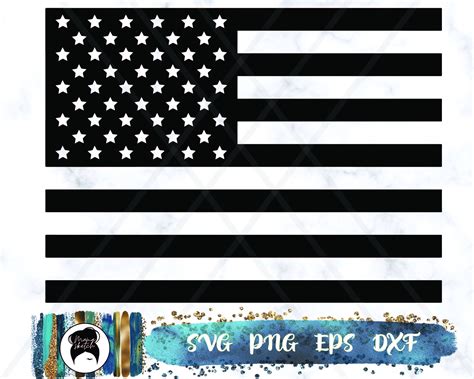 America Flag Svg Black And White Wall Art Usa Flag Svg Etsy