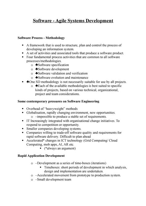 Software Agile Systems Development Software Agile Systems Development Software Process