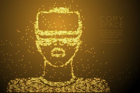 추상 반짝 스타 패턴 입고 Vr 헤드셋 샾 디자인 골드 컬러 그림 복사 공간 벡터 Eps 10 갈색 그라데이션 배경에 고립 된 남자 추상적인에 대한 스톡 벡터 아트 및 기타