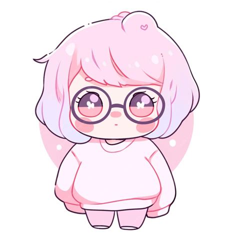 Premium Photo Cartoon Girl With Glasses And Pink Hair Wearing A Pink