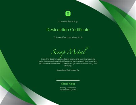 Explore Our Example Of Hard Drive Destruction Certificate Template