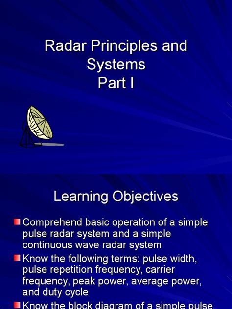 Lesson 03 Radar Principles I Download Free Pdf Antenna Radio Waves