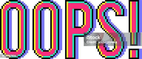 Pixel Oops Colorful Text Detailed Illustration Isolated Vector Stock