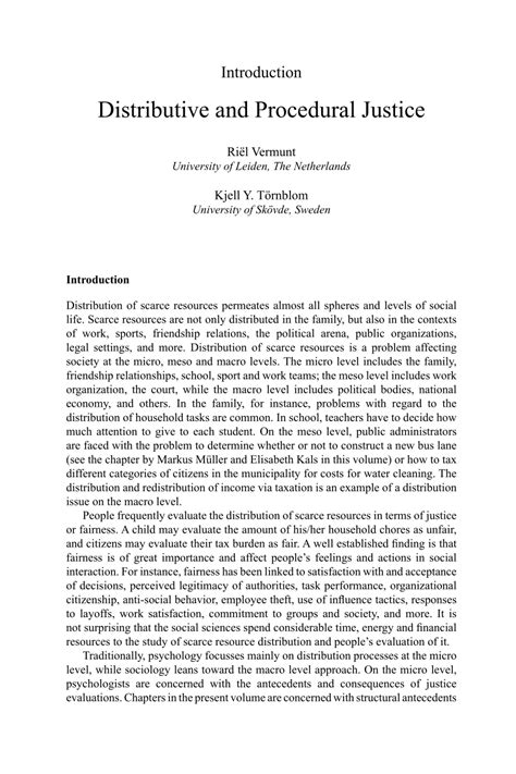 Pdf Introduction Distributive And Procedural Justice