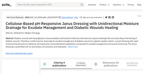 Citation Report Cellulose‐based Ph‐responsive Janus Dressing With
